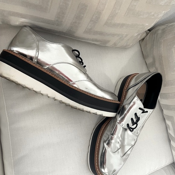 Zara | Shoes | Zara Silver Wedge Shoes | Poshmark